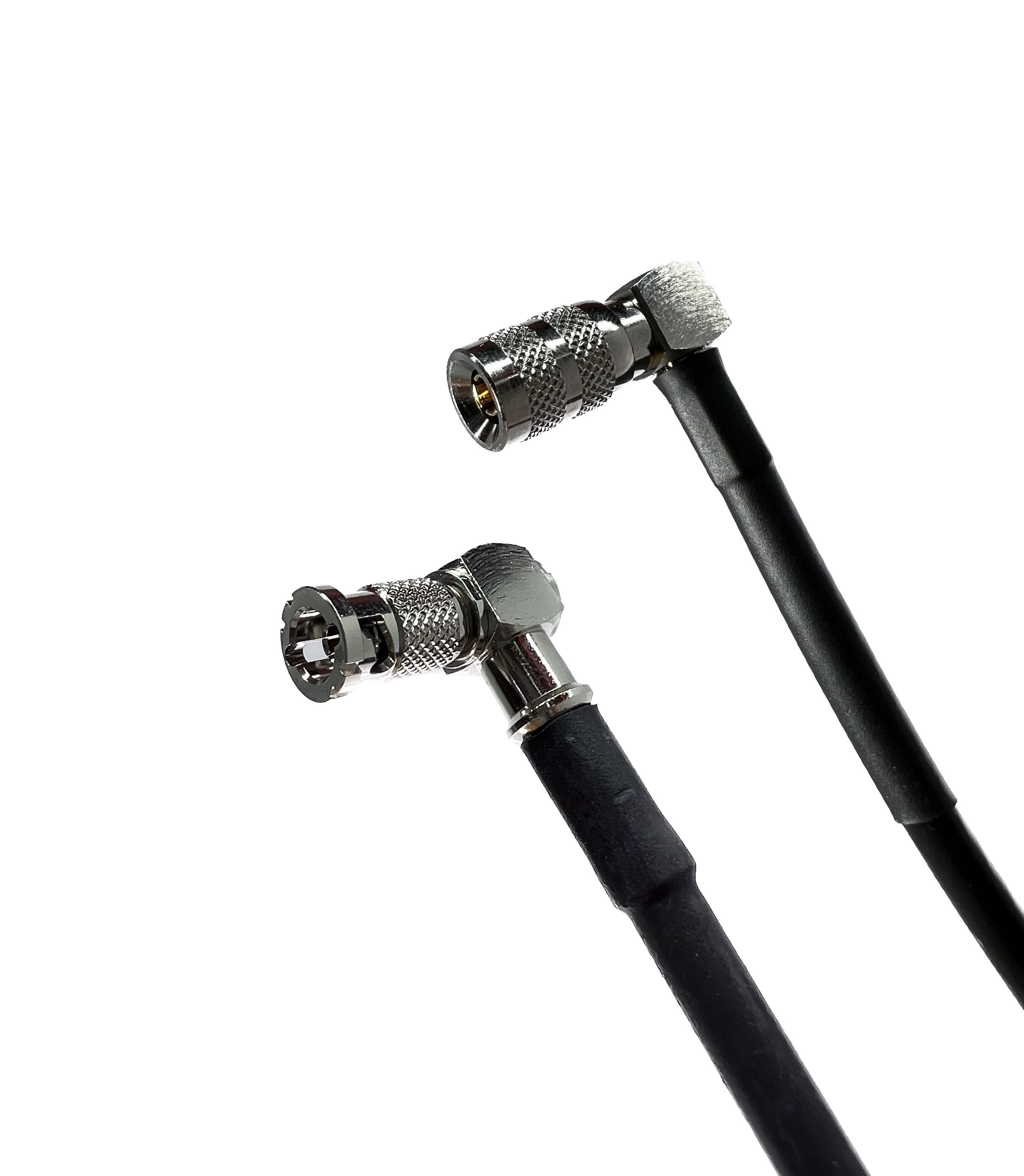 HDBNC (Micro BNC) Right Angle to Din 1.0/2.3 Right Angle 4855R 12G Cab – Custom Cable Connection