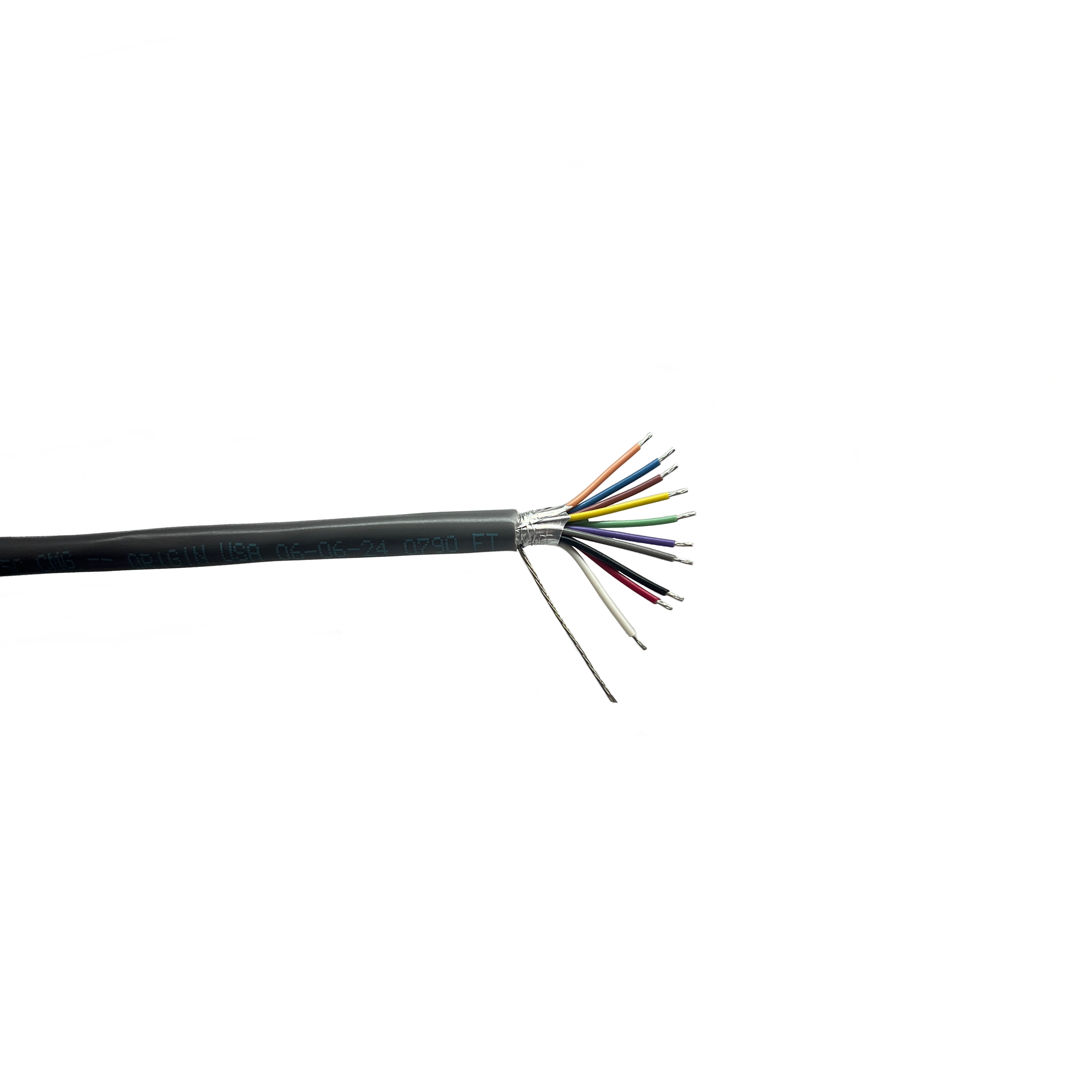 24 AWG 10 Conductor Shielded Cable PVC Jacket – Custom Cable Connection