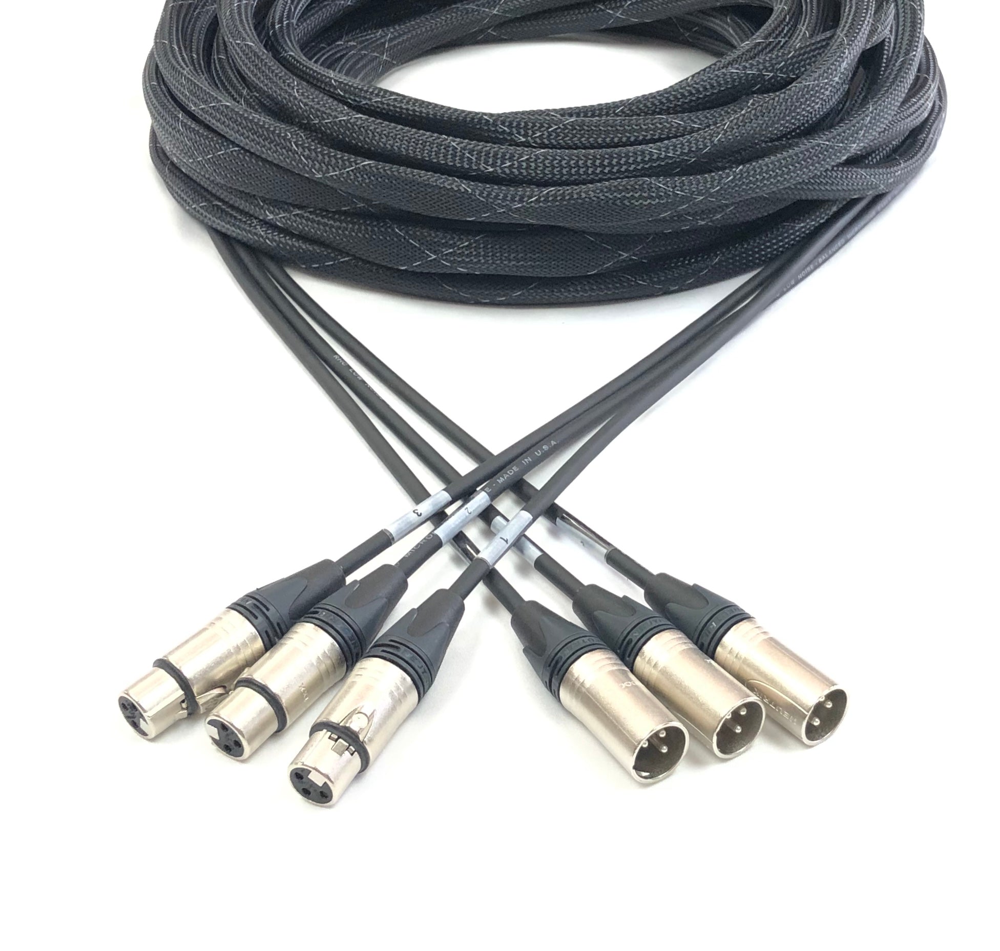 3 Channel XLR Audio Male to Female all in one Jacket - Snake Cable ...
