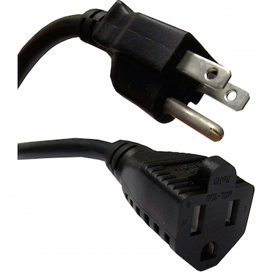 Outlet Saver Power Extension Cord 18 AWG (NEMA 5-15R to NEMA 5-15P) 10 ...