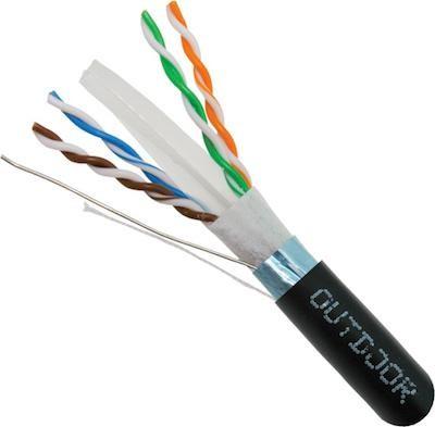 Cat6 Solid Direct Burial Outdoor Cable - Black - 1000 Foot Spool - Shi ...